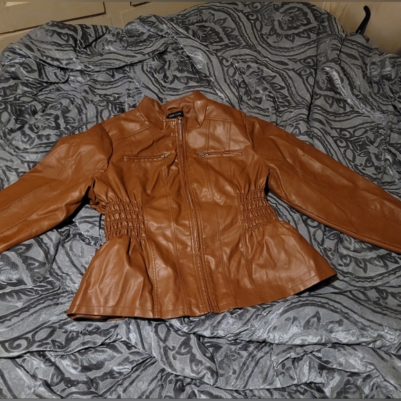 New Look | Jackets & Coats | New Look Leather Jacket Walnut Color ...